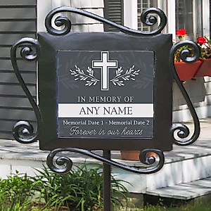 GiftsForYouNow Personalized Memorial Garden Stake Featuring Cross with Leaves Design, 28 x 8.5 Inches, Cemetery Grave Marker, Memorial Gift, Memorial Plaque