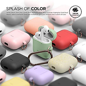 elago Silicone Case with Keychain Compatible with Apple AirPods Case 1 & 2, Front LED Visible, Supports Wireless Charging, Protective Silicone [Pastel Green]
