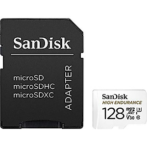 Garmin 010-12530-03 Parking Mode Cable, 6.60" x 2.70" x 2.00", Black & SanDisk 128GB High Endurance Video MicroSDXC Card with Adapter for Dash Cam and Home Monitoring Systems