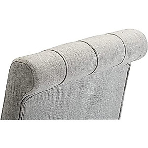 BTEXPERT BB5107GR-2 High Back Tufted Parsons Upholstered Dining Room Chairs Side Solid Wood-Accent Nail Trim, Gray Linen Fabric - Set of 2