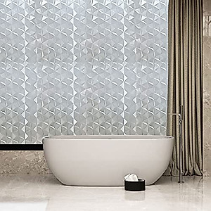 3D Window Privacy Film, Frosted Glass Window Film,Vinyl Decorative Window Decals, UV Blocking Window Coverings Static Clings No-Glue Window Film (23.6 x 78.7 inch)