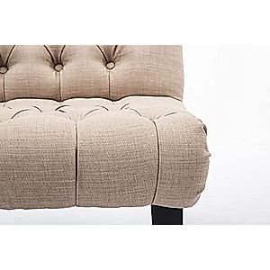 Haobo Home Armless Accent Chair Button Tufted Slipper Chair Side Chair for Living Room Dining Room Bedroom Funiture