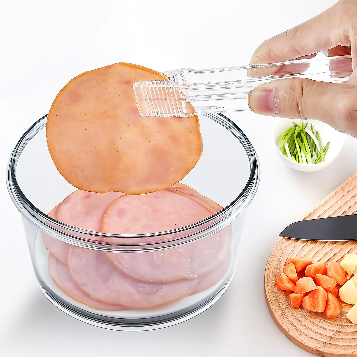 SULICRE Deli Meat Container for Fridge, Round Bacon Container for Refrigerator with Lids, Kitchen Lunch Meat Food Storage Organizer for Cold Cuts, Cheese, Salami, Turkey, Bologna