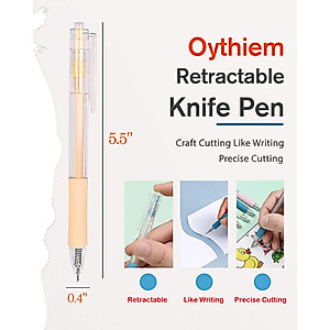 Oythiem Knife Pen Craft Cutting Tools - Precision Paper Cutter Pen with Refillable Tungsten Steel Cutter Head Refill, 6 PACK