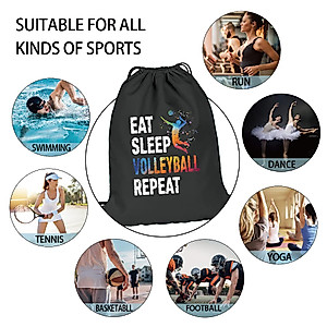 Pishovi Eat Sleep Volleyball Repeat Drawstring Waterproof Volleyball, Volleyball Sports Bag for Man Women, Volleyball Player Gifts, Volleyball Gift for Volleyball Lover, Volleyball Gift Idea (A)