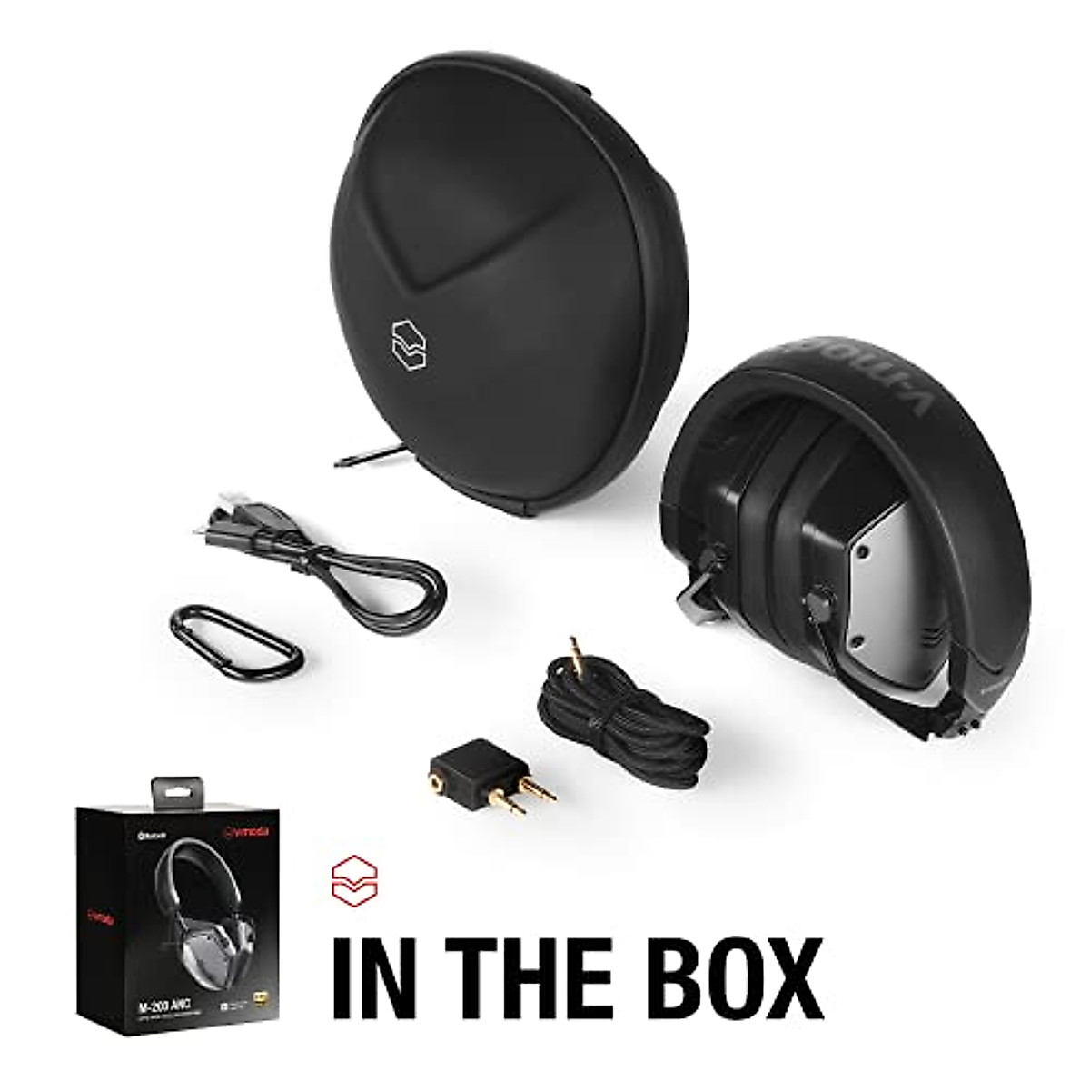 V-MODA M-200 ANC Noise Cancelling Wireless Bluetooth Over-Ear Headphones with Mic for Phone-Call, Matte Black