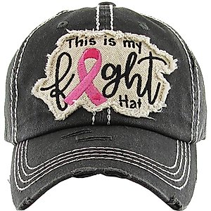 Pink Ribbon Fight Women's Awareness Vintage Baseball Cap (Black)…