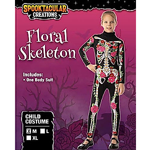 Spooktacular Creations Child Girl Floral Skeleton costume (Medium (8-10 yr))