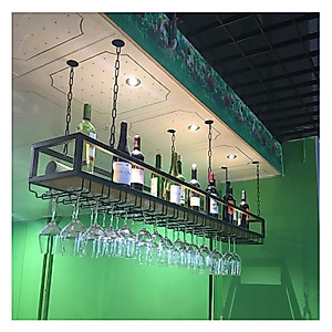 Ceiling Decoration Ceiling Shelf Ceiling Wine Rack Height-Adjustable Decoration Shelf,Retro Iron Solid Wood Ceiling Shelf Single-Layer,for Bars/Restaurants/Kitchens (Size : 100X25X