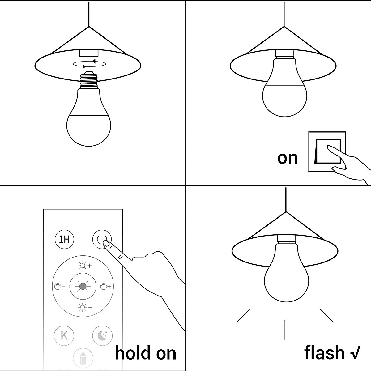 LED Light Bulb with Remote Control, 12W LED Bulb Dimmable 3000K-6000K, 50FT Remote Distance, E26 LED Bulbs 100 Watt Equivalent, Timer & 4 Scene Modes Light Bulbs for Living Room Bedroom Office