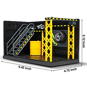 Gilumza Display Case DIY Simulation Scenario Die-cast Model with LED Light, Garage Scene Model for Motorcycle Toy Car Toys Collectibles Assemble (9x4x5inch)