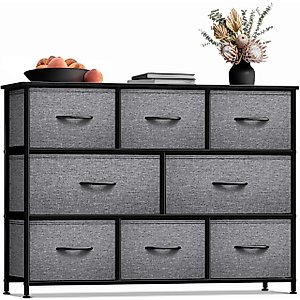 Sorbus Dresser with 8 Drawers - Chest Organizer Unit with Steel Frame Wood Top & Handle Easy Pull Fabric Bins for Clothes - Wide Storage Furniture for Bedroom, Hallway, Living Room, Nursery & Closet