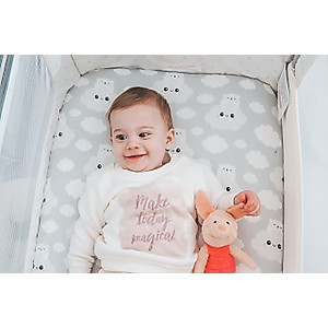 BREALIZE – Baby Bassinet Sheet, 100% Jersey Cotton – 2 Pack – 32 x 16 x 4 inches, Universal Fitted Bassinet Sheets for Baby Girls and Boys with Cloud and Bear Pattern – Color Grey and White