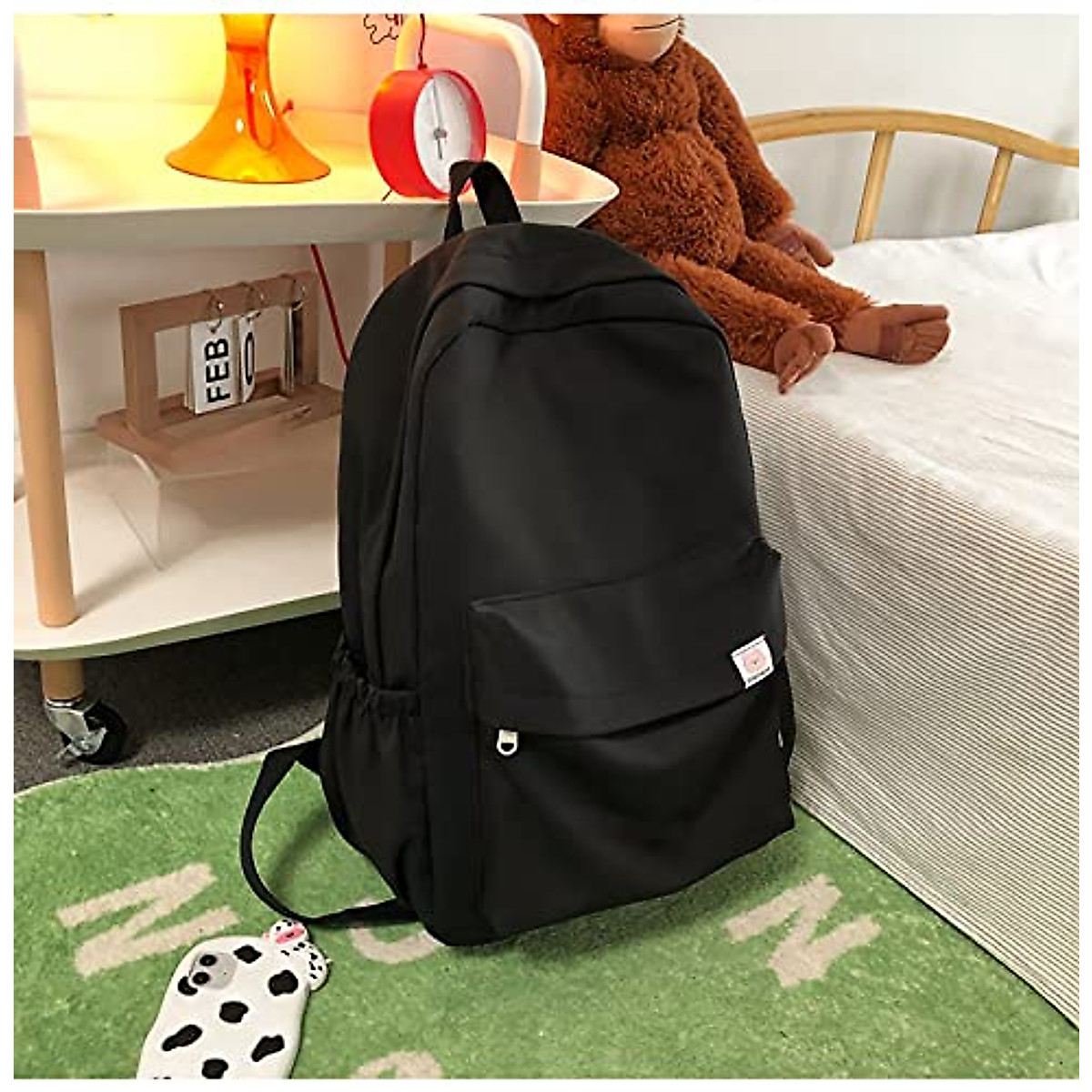 Kawaii Aesthetic Backpack School Backpack Nylon Waterproof Solid Color Backpack Teen College