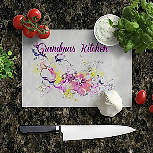 Custom Glass Cutting Board, Tempered Glass, Personalized with your choice of names, fonts and colors, all on a beautiful floral background