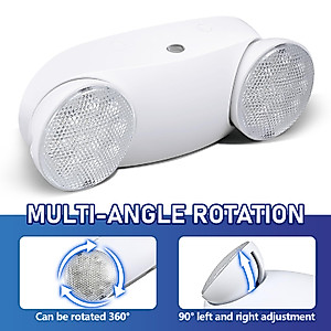 Baquler 6 Pack LED Emergency Light with Battery Backup 2 Adjustable Heads Emergency Lighting AC 85-265V Commercial Exit Lighting Fixtures for Business Home Office Night Power Failure Outage Safety