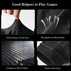 Rakizbe Gaming Gloves for Touchscreen, High-Sensitive Anti-Sweat Breathable Seamless Game Gloves for PUBG Mobile/Knives Out/Rules of Survival