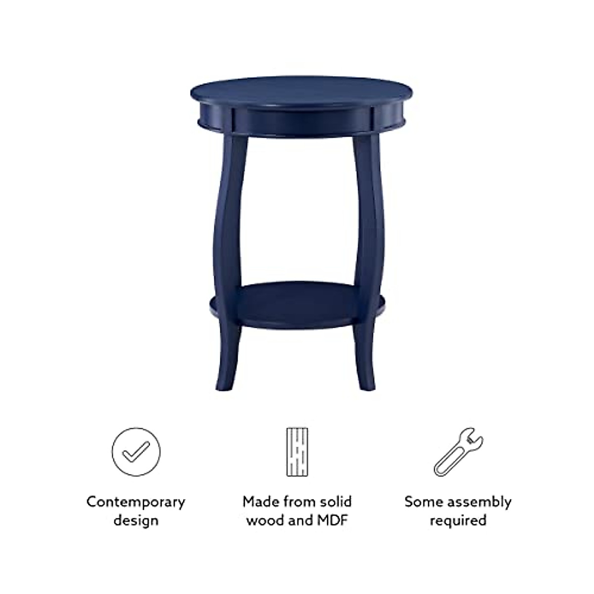 Powell Navy Blue Shapely Legs and Shelf Phipps Round Side Table