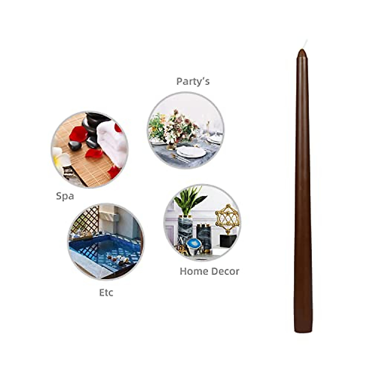 Zest Candle 12-Piece Taper Candles, 12-Inch, Brown