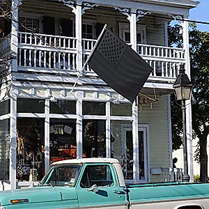 DZSM All Black American Flags 3x5 Ft,Solid USA Flag Double Sided with Embroidered Stars,Fade Proof Patriot United States America Banner Stitched Stripes,Blackout US for Outdoor,car,farm, F-001