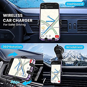 Wireless Car Charger, GEODMAER 15W Fasting Charging Auto Clamping Car Charger Phone Mount, Air Vent Phone Holder for iPhone 14/13/12, Samsung Galaxy S23/S22/S21/S20/Z Flip, Google Pixel 7/6/5, Etc