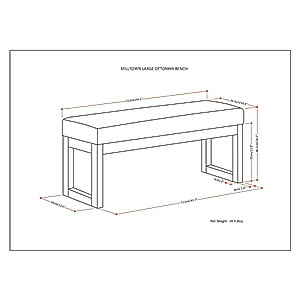 SIMPLIHOME Milltown 45 Inch Wide Contemporary Rectangle Large Ottoman Bench in Tanners Brown Vegan Faux Leather, For the Living Room and Bedroom