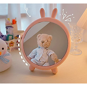 Glattly Girls Desktop Makeup Mirror, Rabbit Mirror, Large Mirror in Student
