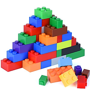 MIMAX Build-on Brick Mug with 180+ Pieces Building Blocks Toys Set for Kids Birthday (Blue-Upgrade)