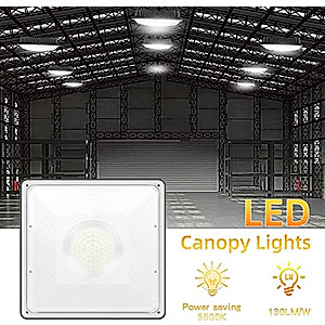 FUHAI LED Canopy Light Fixture,70W,300W HID/HPS Replacement, 9.5 x 9.5 , LED Shop Light, 5700K, AC100-277V, IP65 Waterproof YZD-2022 LED canopy light 2022