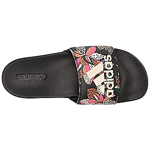 adidas Women's Adilette Comfort Slides Sandal, Core Black/Wonder White/Core Black, 6