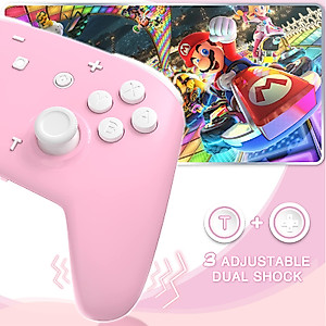 Wireless Switch Pro Controller for Switch/Switch Lite/Switch OLED, momen Pink Wireless Pro Controller with Turbo, Motion, Adjustable Vibration, Wake-Up, Gyro Axis