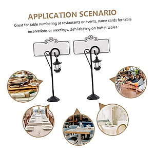 NUOBESTY 4pcs Street Light Clip Tabletop Miniatures Wedding Decorations for Tables Mini Card Holder Place Stand Dollhouse Lamppost Street Lamp Models Metal Black Message Clip Note Clamp