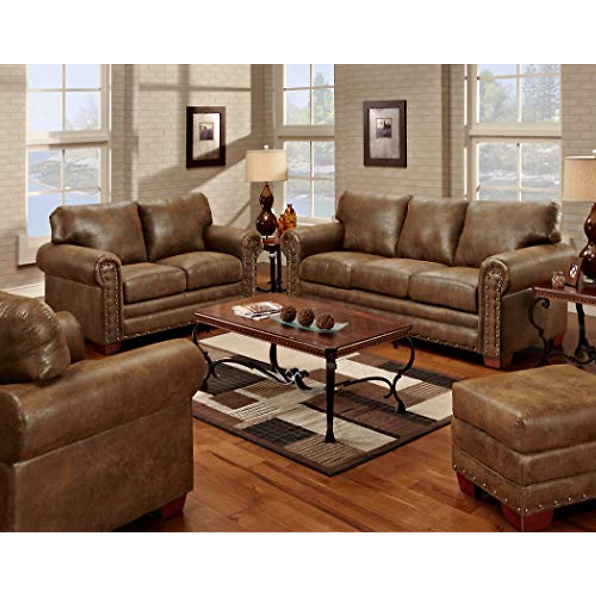 American Furniture Classics Model Buckskin sofa sleeper, Pinto Brown