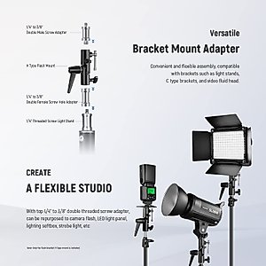 NEEWER Camera Flash Bracket H Type Mount with Umbrella Softbox Holder, 180° Swivel Adjustable Metal Light Stand Adapter with 1/4" to 3/8" Screw Adapter for Speedlite LED Light Stand Tripod (2 Pack)