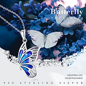 AOVEAO Butterfly Necklace,925 Sterling Silver Hypoallergenic Butterfly Necklace Jewelry for Sensitive Ears Mother Day Gift for Women Girlfriend Butterfly Lovers with Gift Box