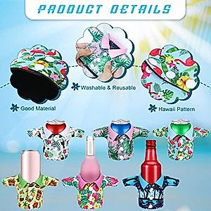 Funtery 6 Pack 12 oz Can Cooler Sleeves Funny Hawaii Can Shirt Neoprene Tiny Coat Can Jacket for Tropical Aloha Luau Beach Birthday Party Supplies