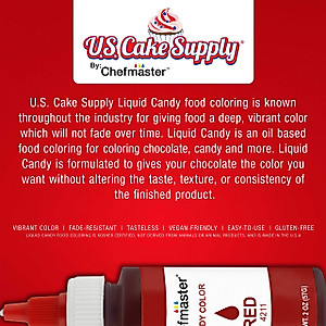 U.S. Cake Supply Large 2-ounce Bottles of each Liquid Candy Food Color 8 Bottle Kit with Mixing Wheel for Chocolate and Candy Coloring