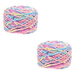 FAVOMOTO 2 Rolls Coarse Wool Convenient Crocheting Yarn Crochet Supplies Knitting Accessory Supple Crochet Yarn I Wanna Make a Rainbow Yarn Crochet Thread Polyester Multifunction