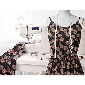 Soimoi Floral Print, Cotton Cambric, Quilting Fabric Sold by The Yard 42 Inch Wide, Medium Weight Cotton Fabric, Sewing Supplies,Black & Brown