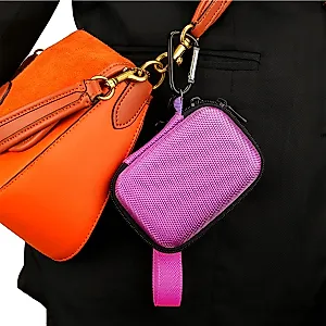 Biu-Boom (Only Case )Carrying Bag Small Travel case,Carabiner or Lanyard, for Battery,Charger, Kit,(Only Case) (Pink)