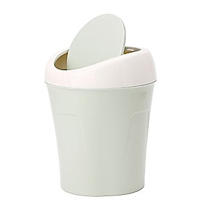 Beerty Mini Desktop Garbage Can Waste Basket Lightweight Trash Can with Lid Dustbin Container Box for Home Office Kitchen(Green)