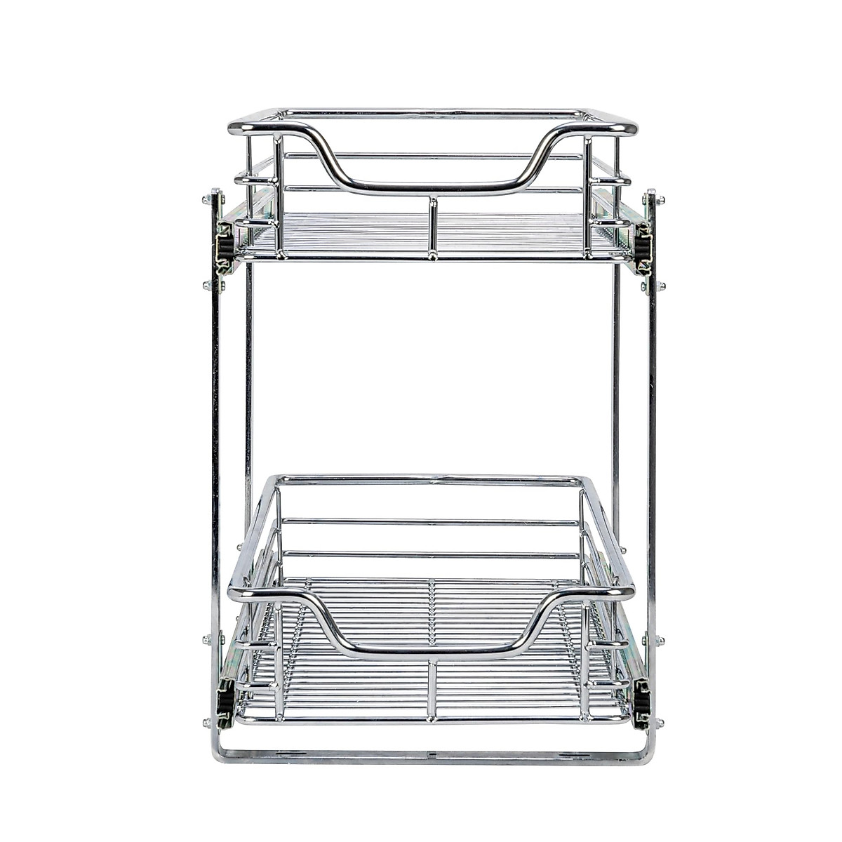 Household Essentials Glidez Slide Out Cabinet Organizer, 11.5” Wide, Durable Chrome-Plated Steel Frame, Dual Baskets and Smooth Glides, Heavy-Duty and Space-Optimizing, Simple Assembly and Installation, Chrome