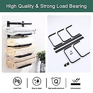 EAPC Towel Racks for Bathroom, Towel Rack Wall Mounted with 2 Towel Hooks, Adhesive No Drilling & Drilling Bathroom Towel Holder Organization Shelf for Washcloths Hand or Bath Towels