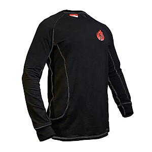 Knox FR Shirts for Men | Double Stitched Long Sleeve Crew Flame Resistant Shirt | NFPA2112 Light Weight Fire Retardant Welding Shirt (Black- Large)