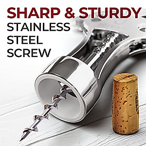 Premium Wine Opener, Wing Corkscrew - Made w/Heavy Duty Stainless Steel Screw & Zinc Alloy Body - Perfect Corkscrew to Open Wine & Beer Bottles - Great Bootle Opener For Bartenders, Restaurants & Home