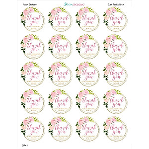 1.9 Inch Stickers Thank You for Celebrating with Us Labels Girl Baby Shower or Wedding Favors Set of 60 (Floral)