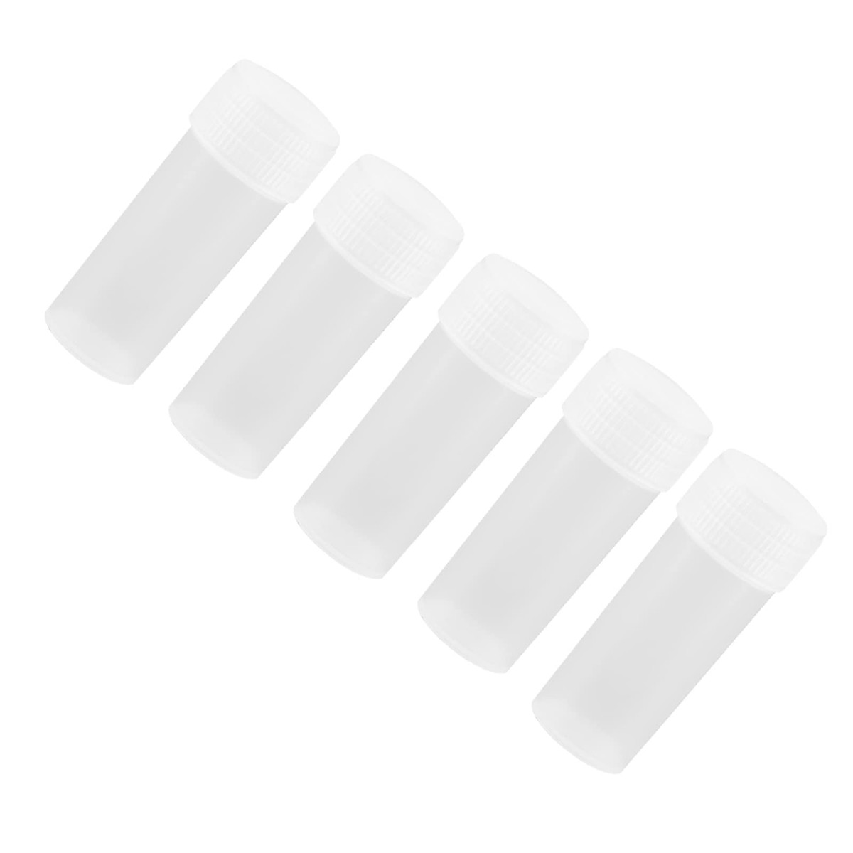 Hilitand 50Pcs 5ml Volume Plastic Sample Bottles Small Storage Container Test Tube Vial Storage Container 15mmx40mm/0.59x1.57inch