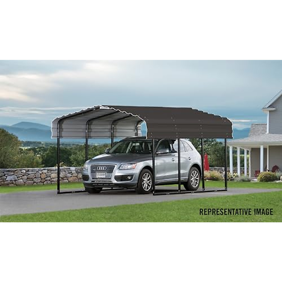 Arrow CPHC102407 Heavy Duty Galvanized Steel Metal Multi-Use Shelter, Shade, Carport, 10' x 24' x 7'