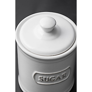 Relief Rectangle TAWCHES Ceramic Canisters Sets For The Kitchen Canisters For Countertop Set of 3 Airtight Coffee Canisters For Ground Coffee Sugar Container Tea Storage Jars With Lids Farmhouse Decor