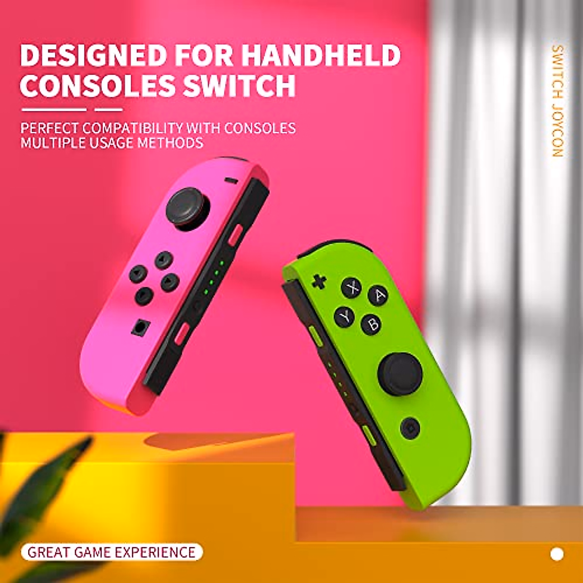 WWOKIND Joy Con Controller Compatible for Switch, Wireless Joypad Replacement for Switch Joycon, Left Right Remote for Switch Controllers Joycon(Pink and Green)